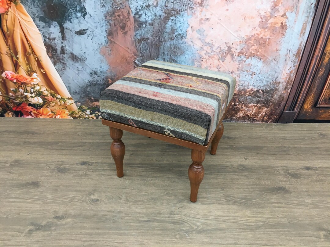 Kilim Ottoman Bench, Dressing Table Bench, Pouf Bench, Bar Bench, Shoe ...