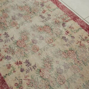 Bohemian Wool Rug, Worn Rug, Flower Design Rug, Handmade Area Rug ...
