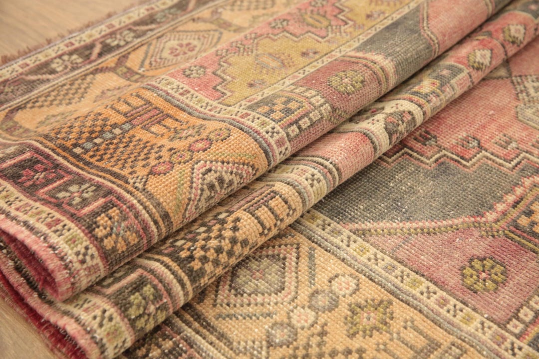 Faded Color Rug, Utility Medium Rug, Vintage Rug, Primitive Rug ...
