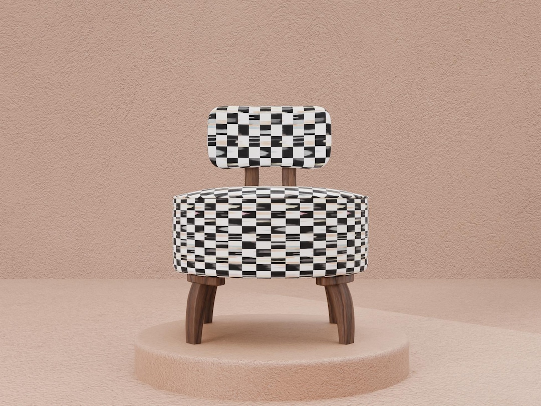 Checkered Armchair, Designer Chair, High-quality Fabric Chair, Eclectic ...
