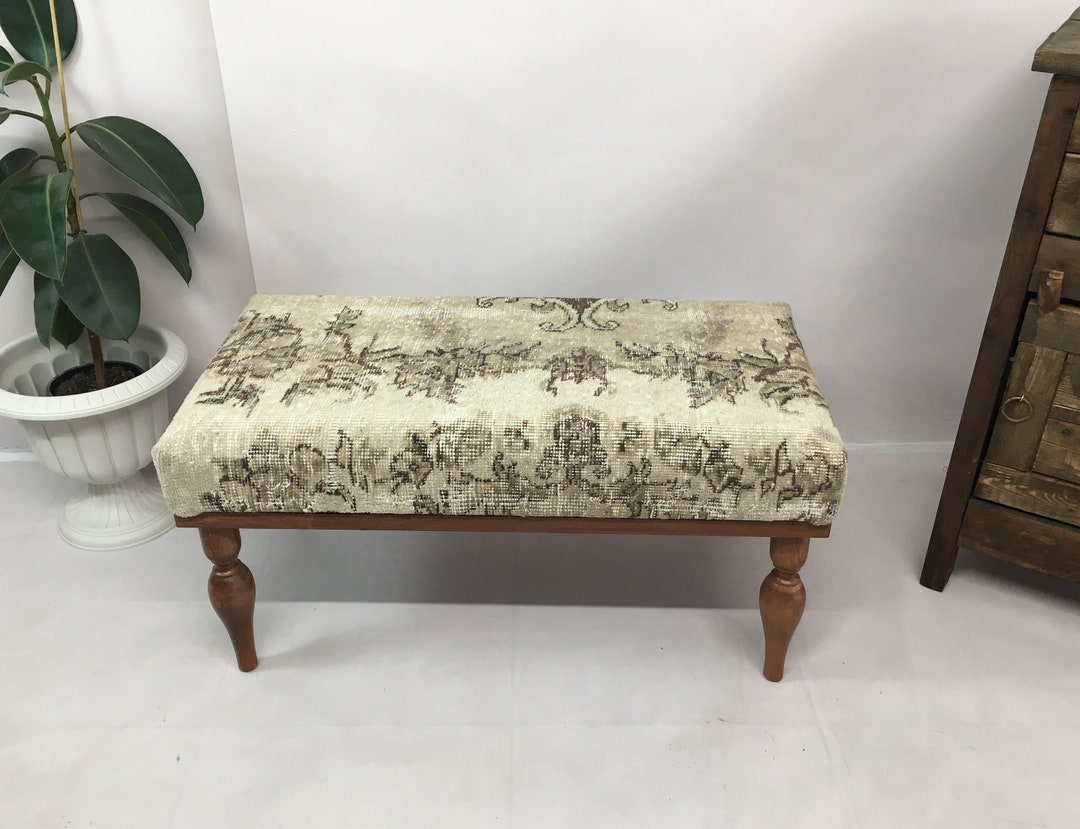 Handmade Bench, Entryway Bench, Yoga Bench, Vintage Rug Covered Bench ...