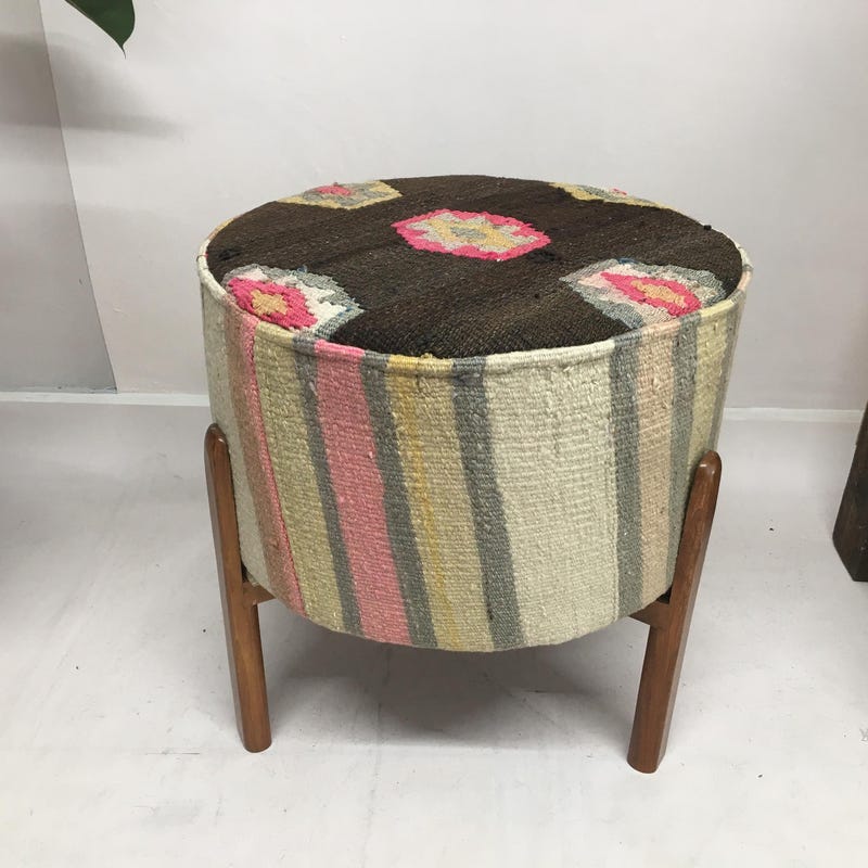 Burlap Pouf - Etsy