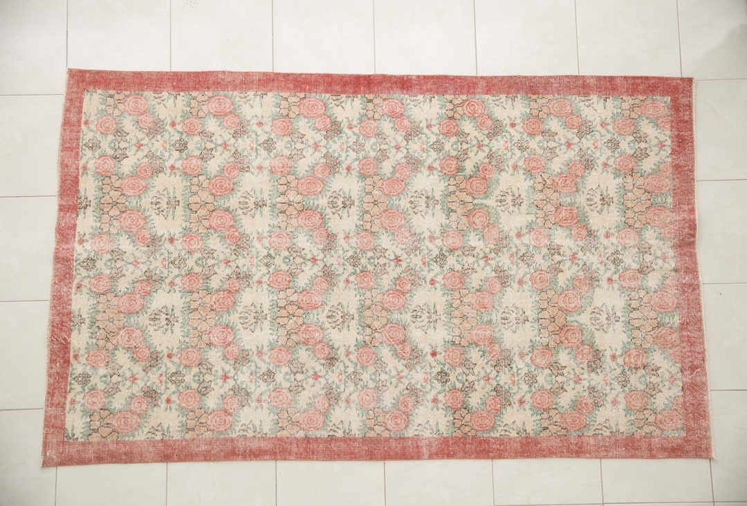 Bohemian Wool Rug, Pretty Rug for Living Room, Botanical Rug, Turkish ...