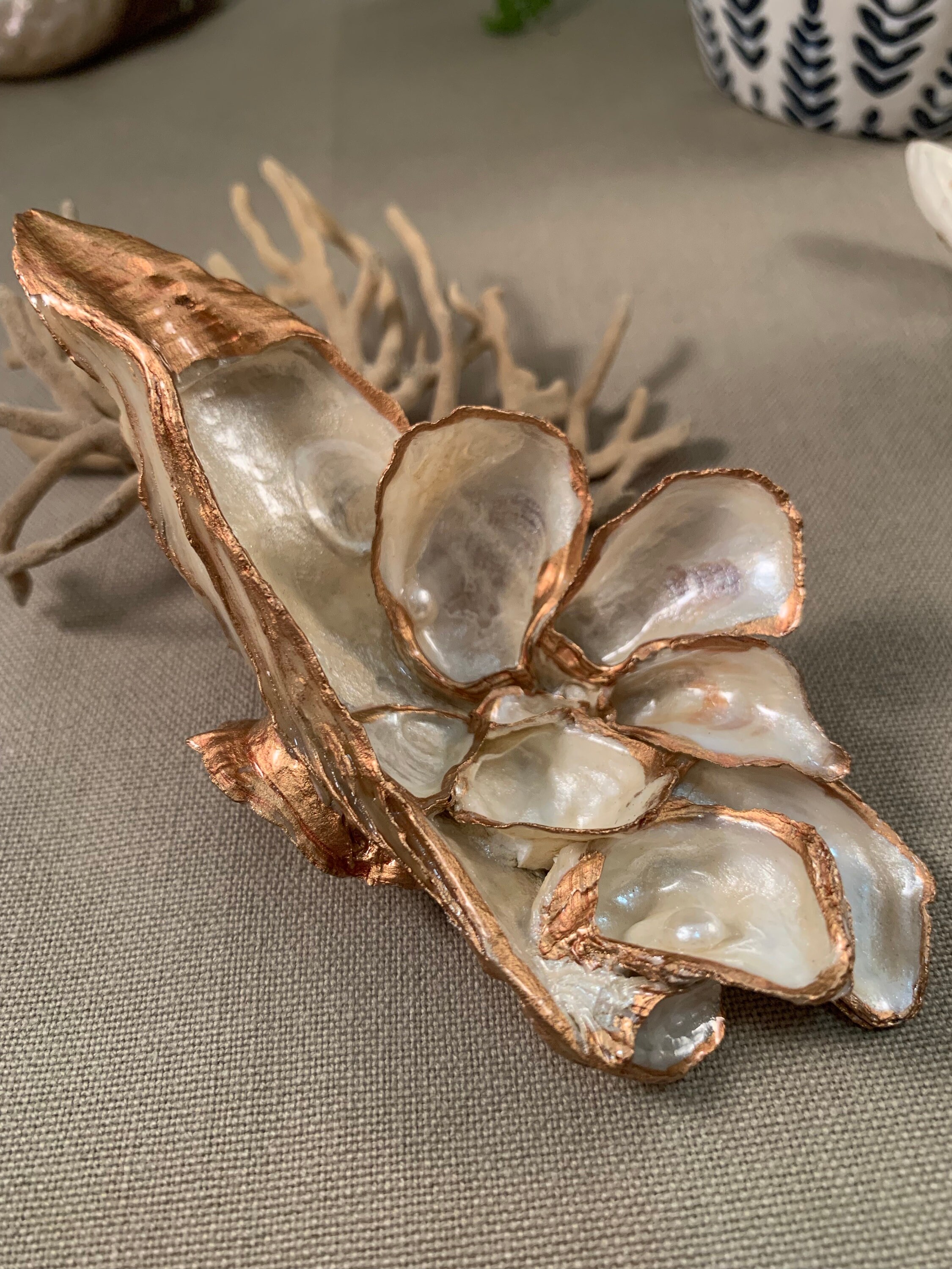 Unique Hand Crafted Pearlized Painted Oyster Shell Embellished With ...