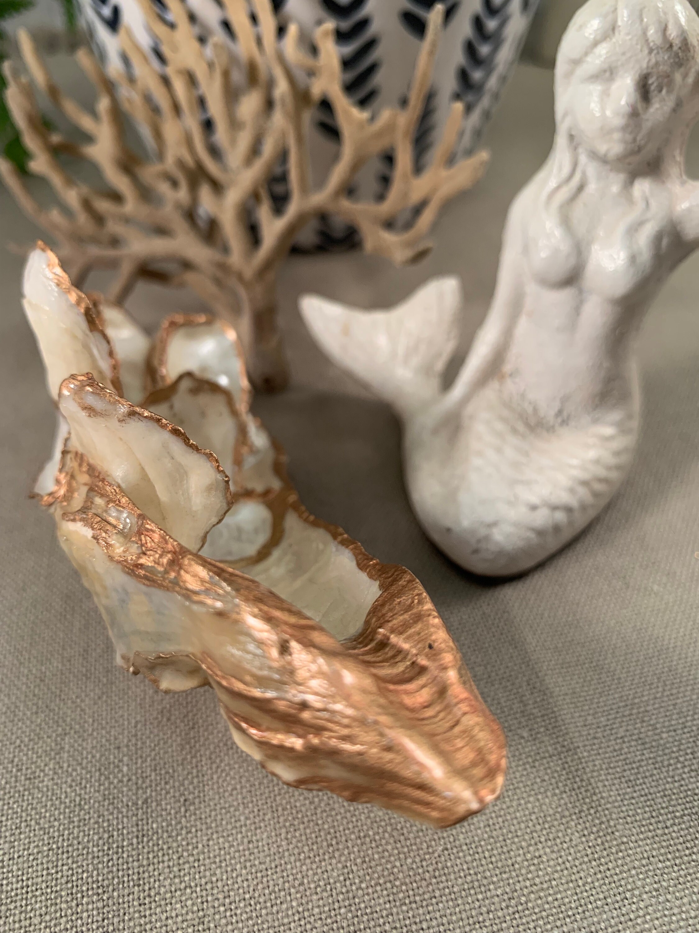 Unique Hand Crafted Pearlized Painted Oyster Shell Embellished With ...