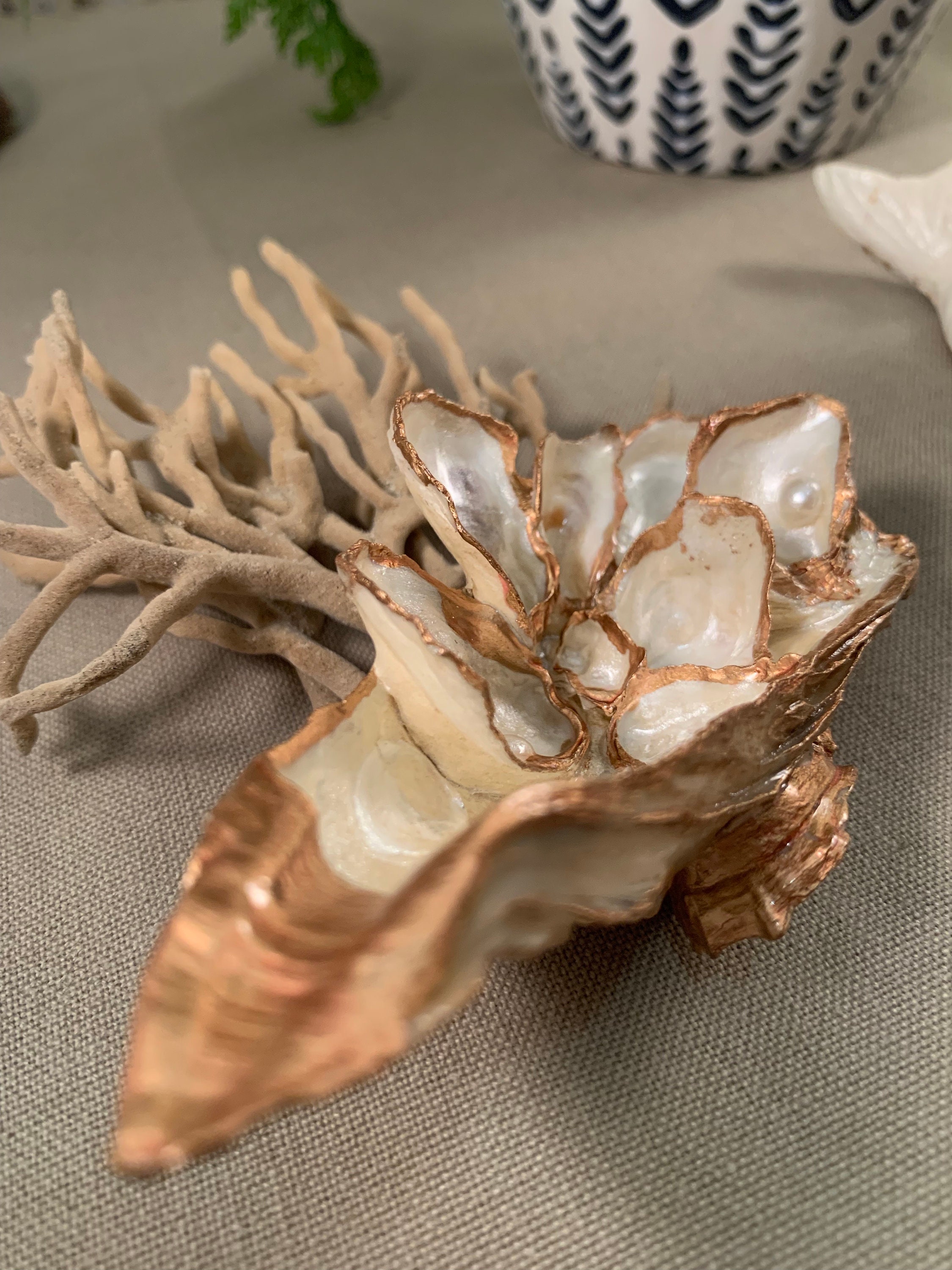 Unique Hand Crafted Pearlized Painted Oyster Shell Embellished With ...