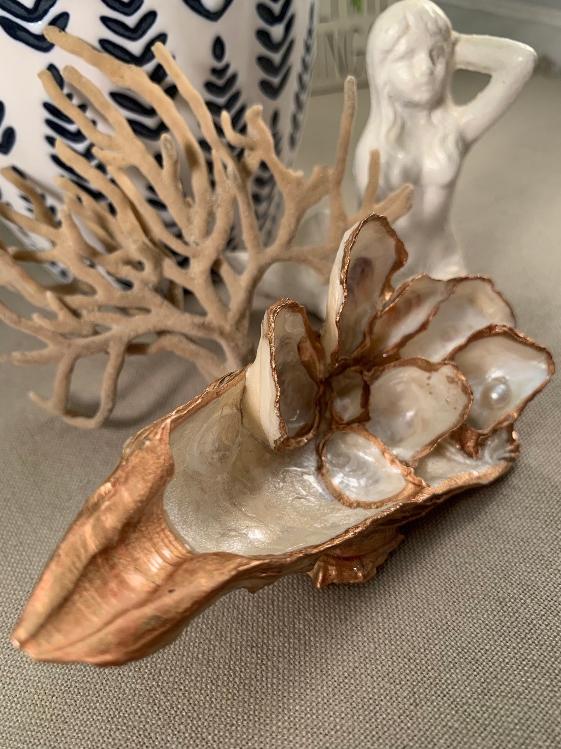 Unique Hand Crafted Pearlized Painted Oyster Shell Embellished With ...