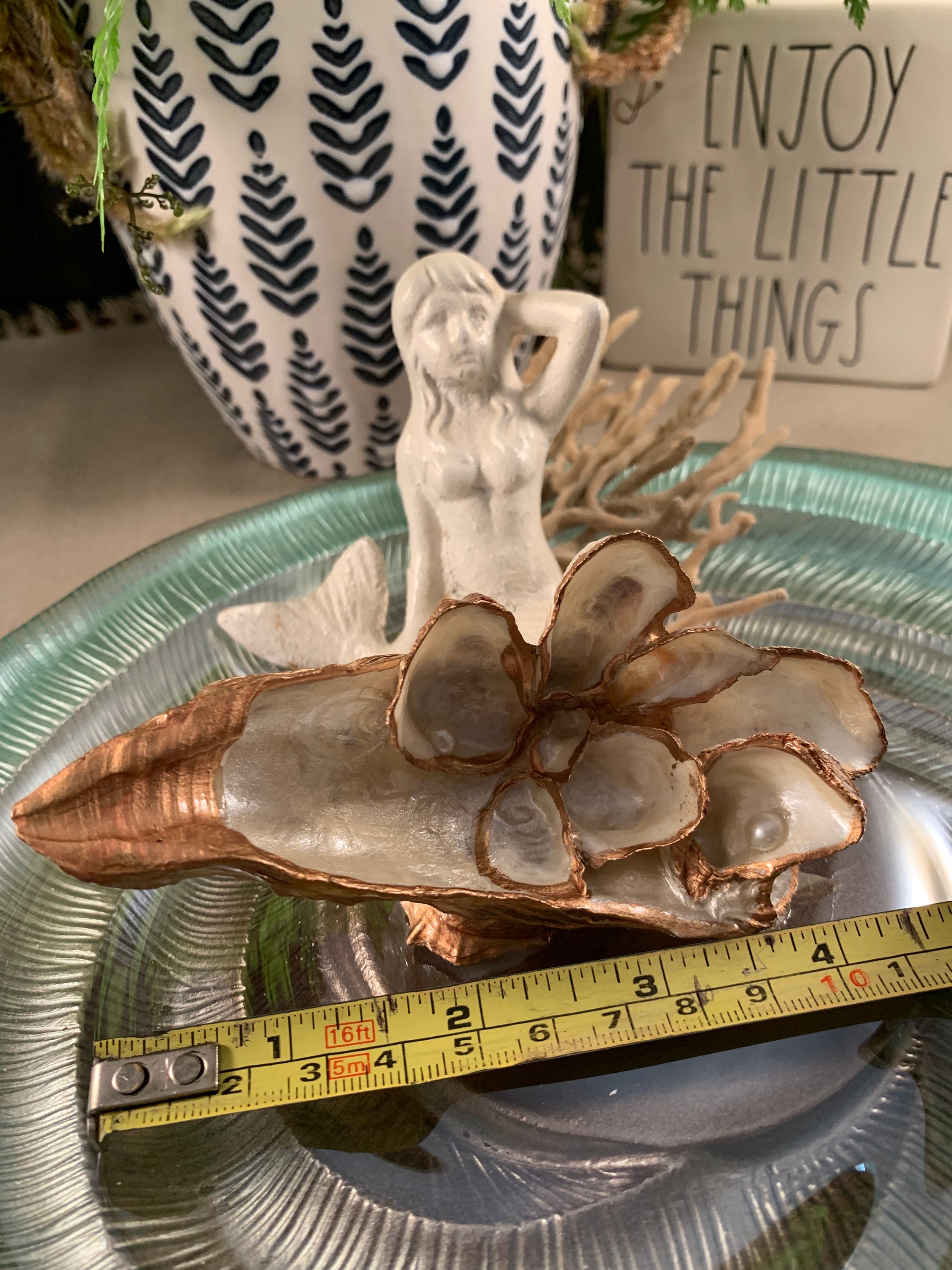 Unique Hand Crafted Pearlized Painted Oyster Shell Embellished With ...