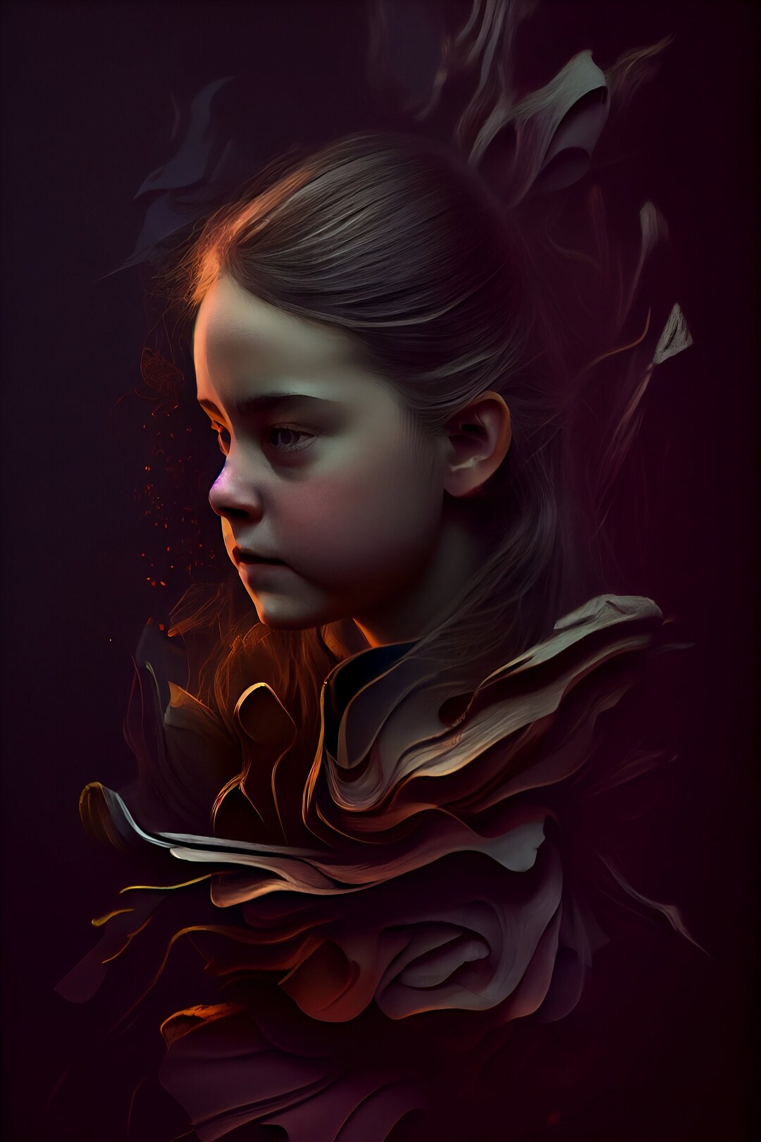 Digital Print of an Abstract Portrait of a Girl Muted Colors - Etsy