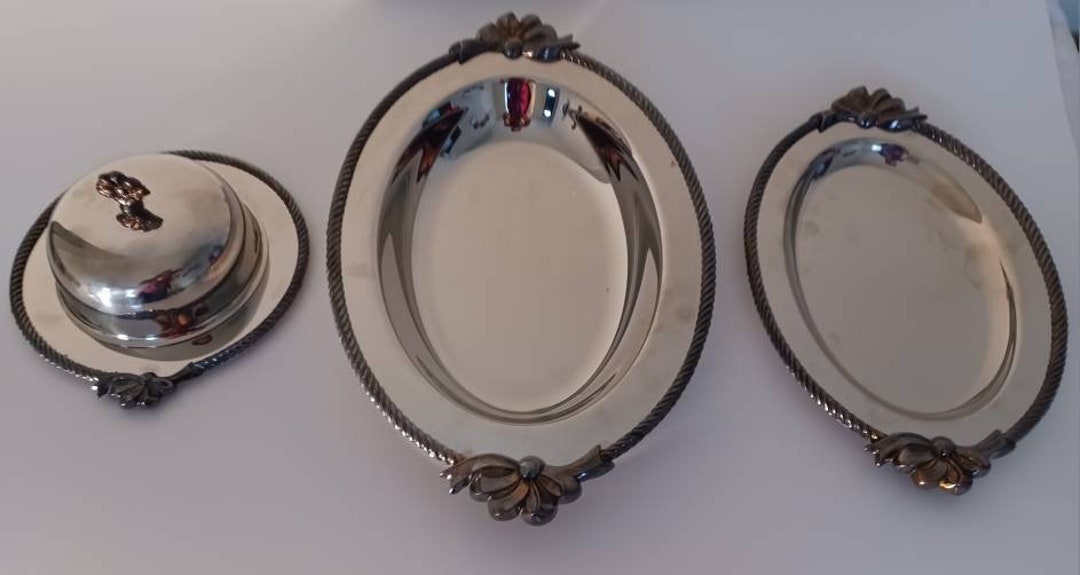 Vintage Nesting Silver Metal Service Set - Etsy