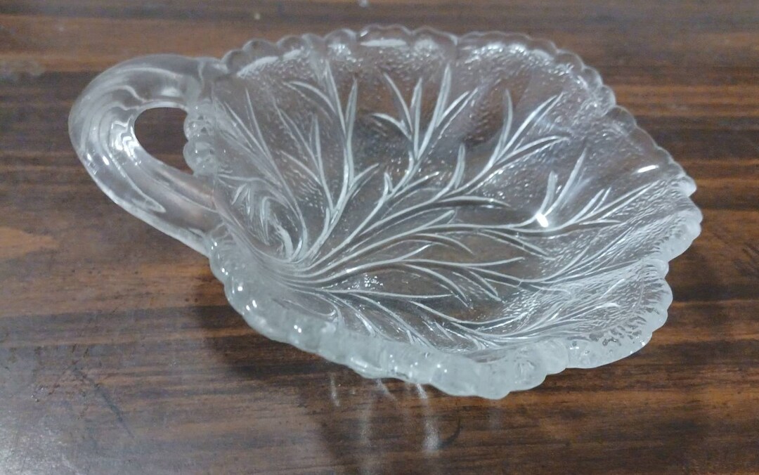 Vintage Indiana Glass Cabbage Leaf Pebble Dish - Etsy