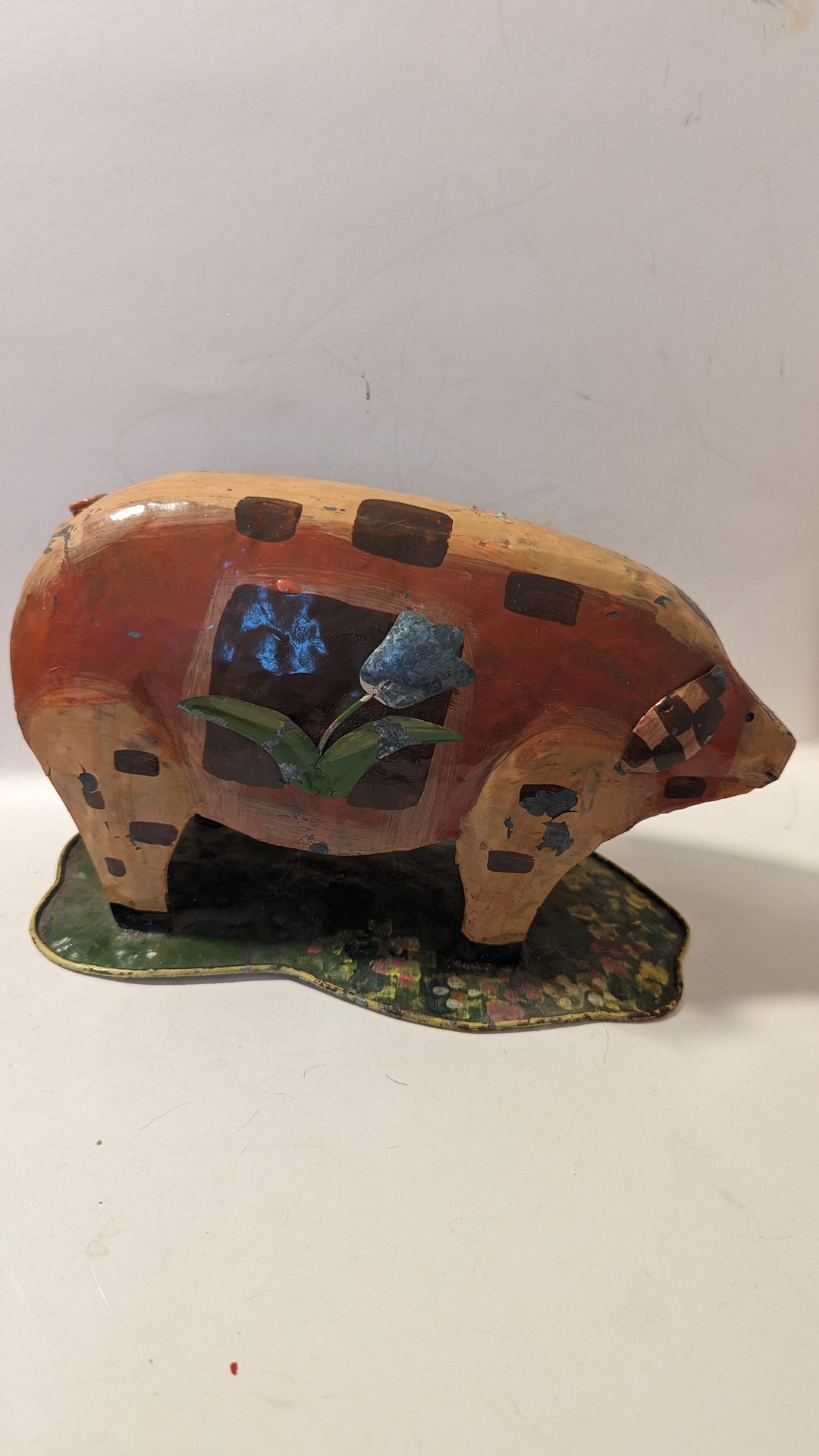 Vintage Handmade Aluminum Pig Figurine - Etsy