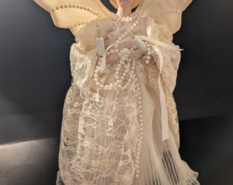 Vintage German Nuremberg Angel Tree Topper 7 Silver Nuremburg Wax Angel ...