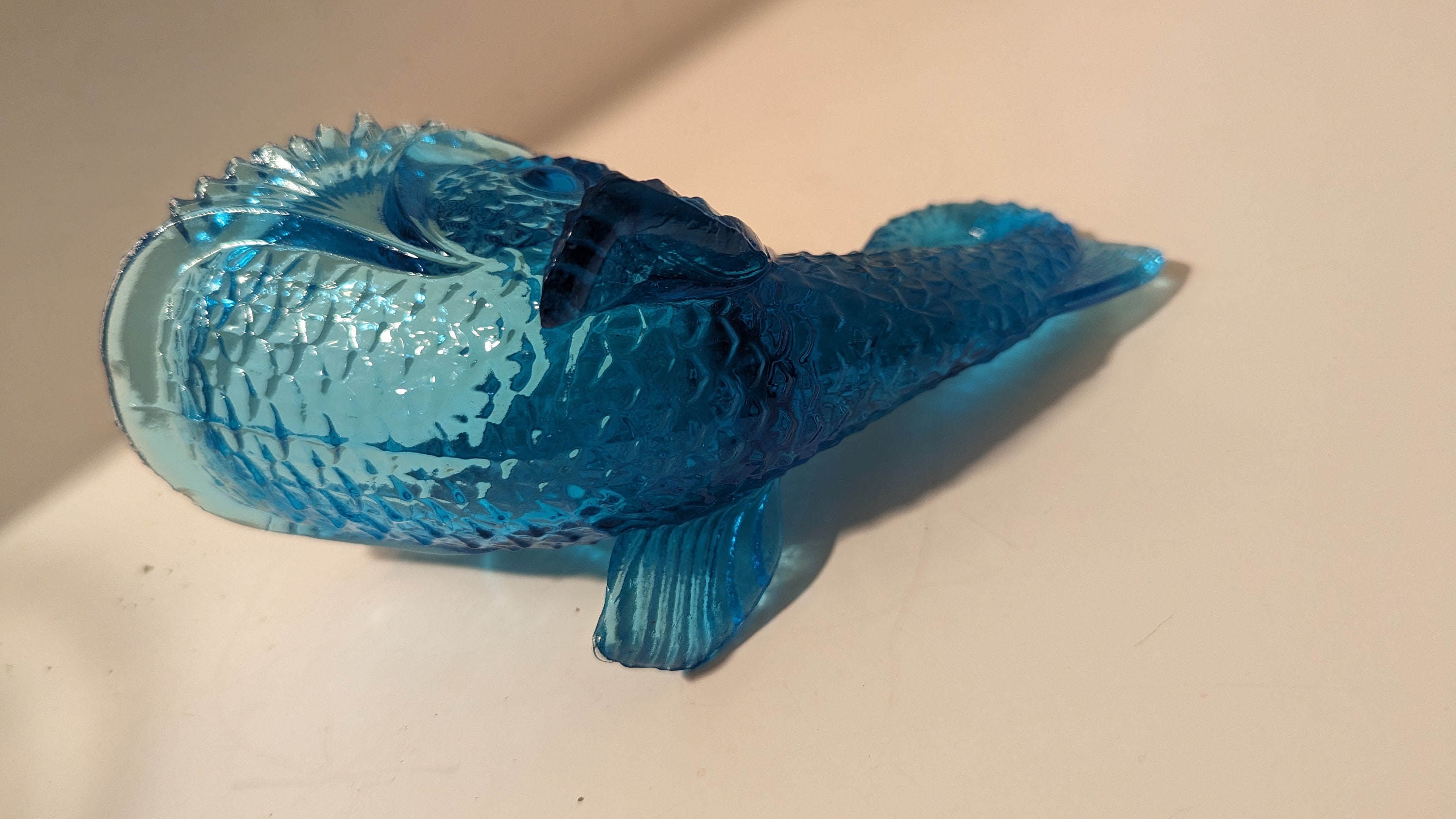 Vintage Blue Kemple Glass Fish - Etsy