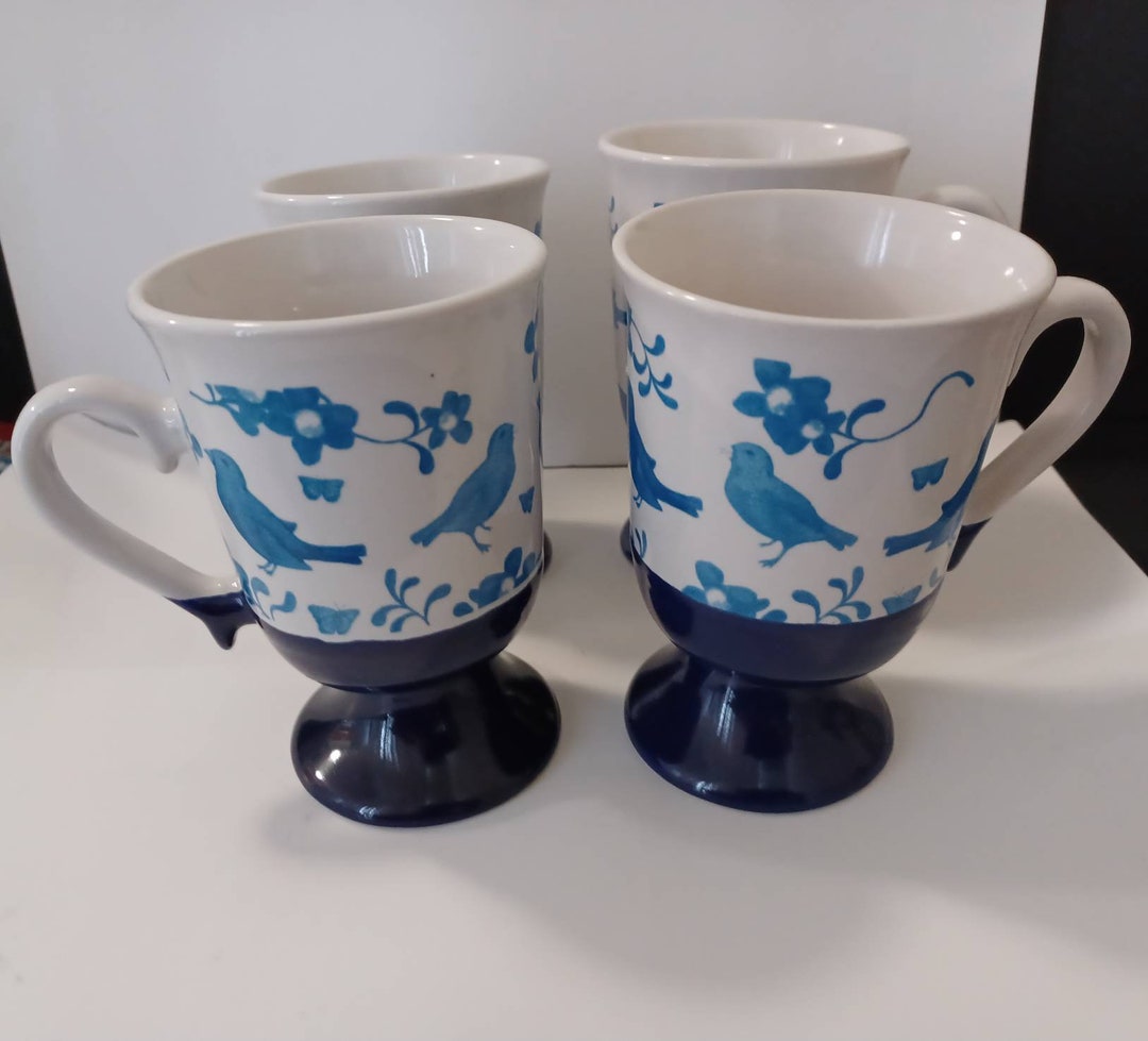 Cobalt Blue Footed Bluebirds Mug Set - Etsy