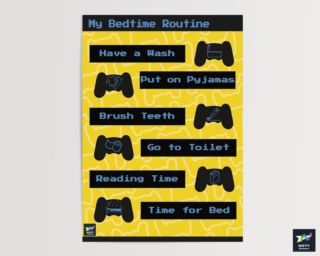 Gaming Bedtime Routine Printable Chart Time for Bed - Etsy