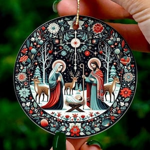 Scandinavian Nativity Ornament: Ceramic Folk Art Christmas Keepsake - Etsy