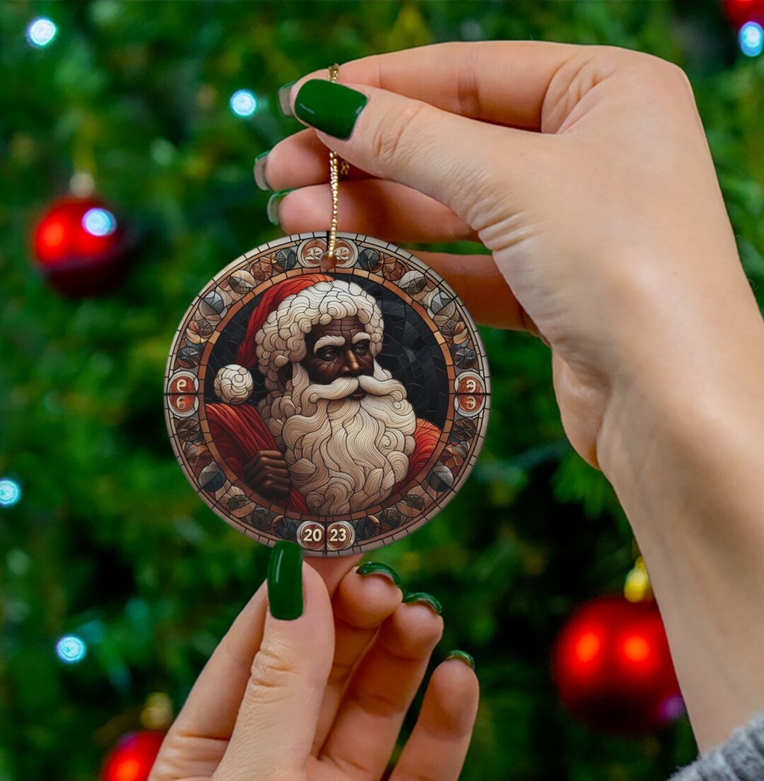 Black Santa Ornament, African American Santa Christmas 2023, Family ...