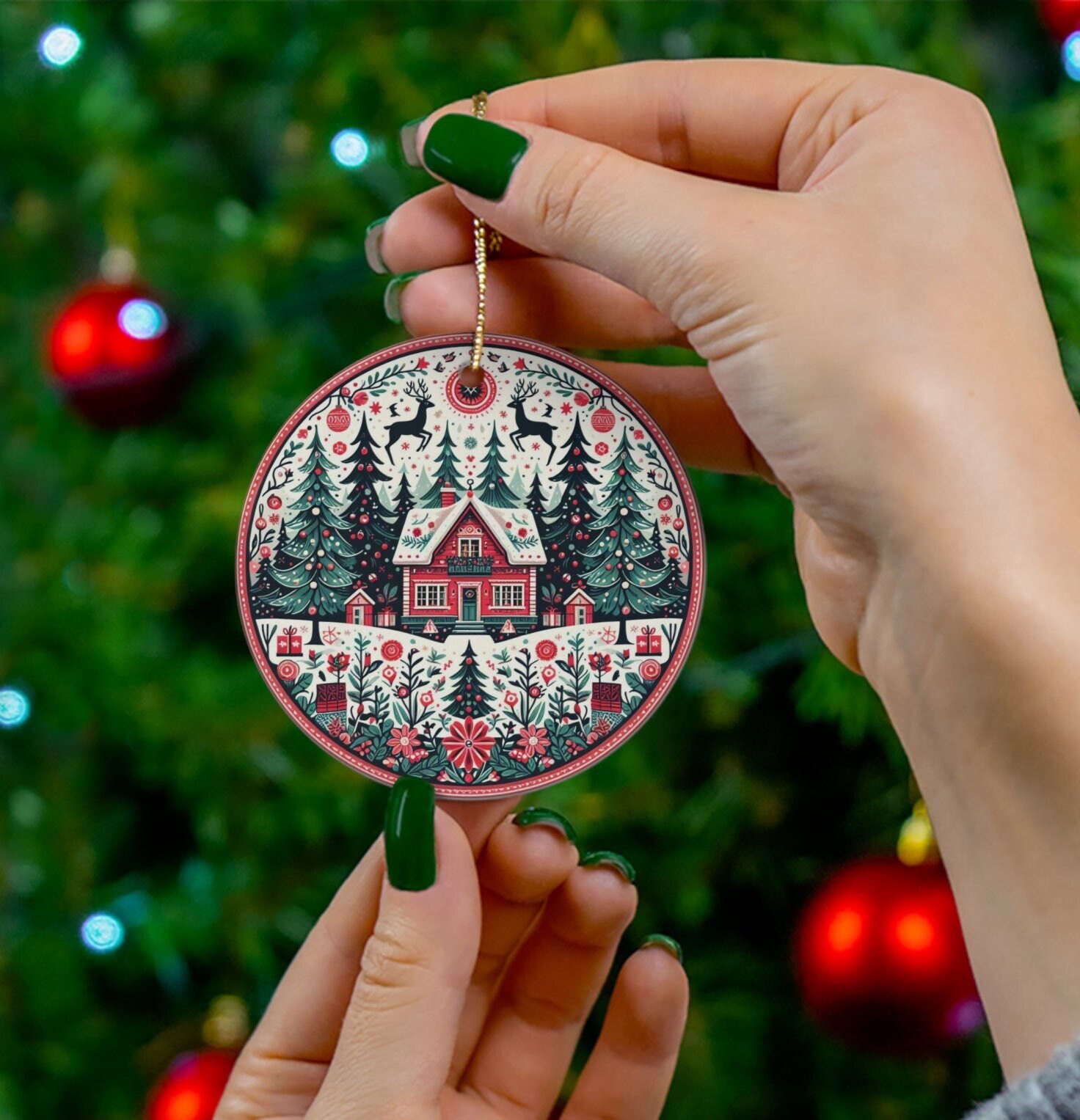 Winter Scandinavian Folk Art Christmas Ornament - Etsy