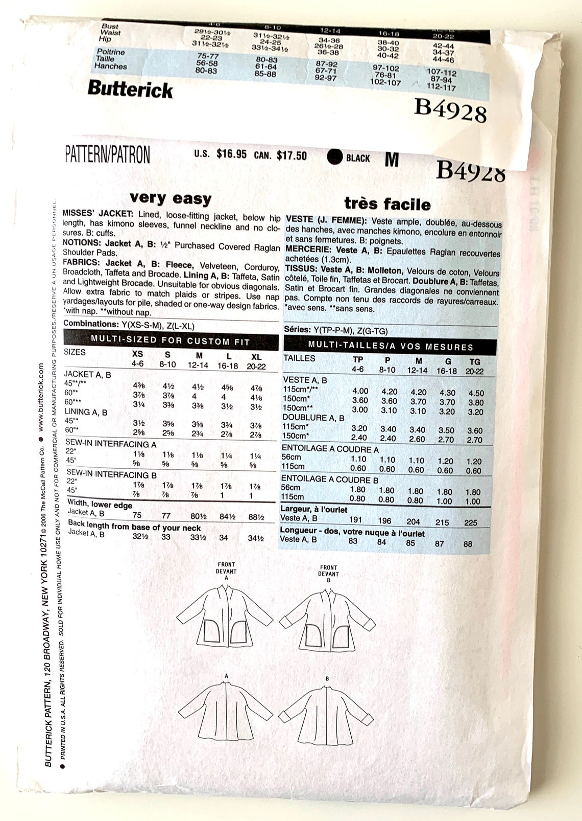 Butterick Retro 4928 Sewing Pattern Unused Uncut Factory - Etsy