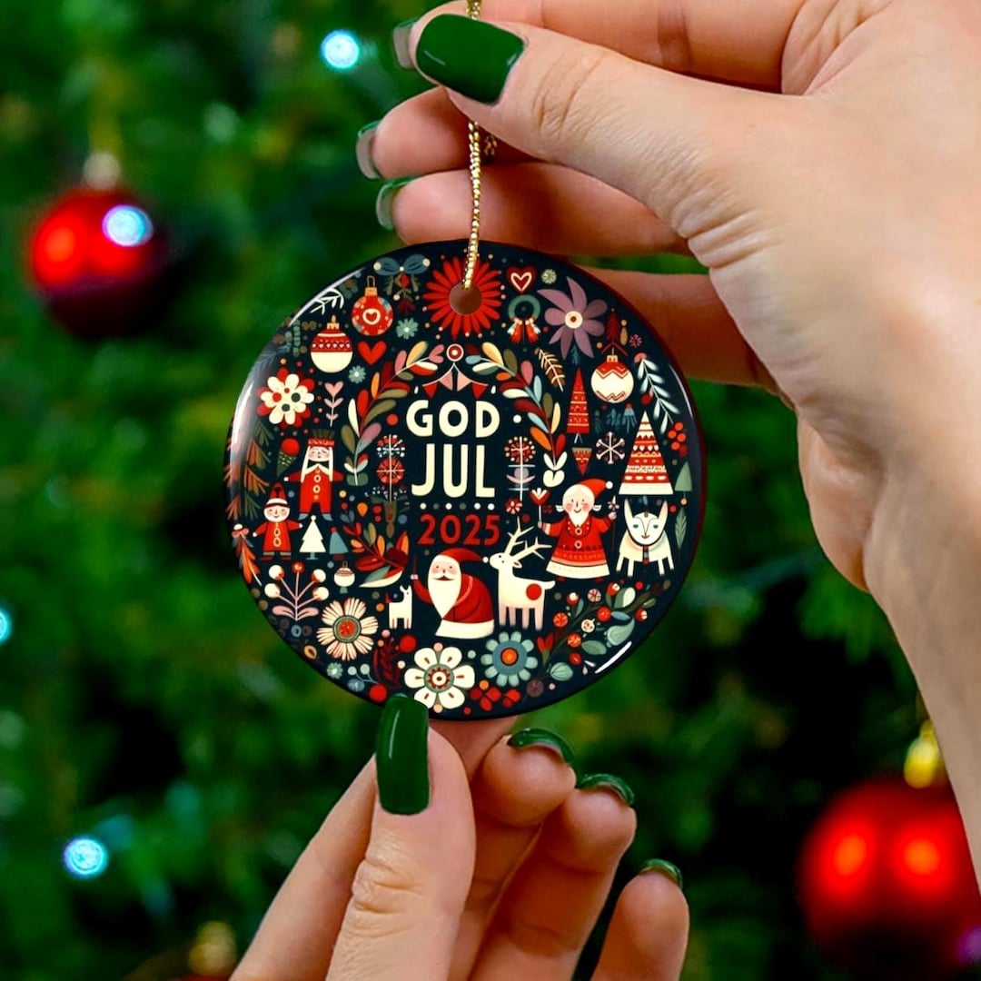 Scandinavian Folk Art GOD JUL Christmas Ornament, Norwegian Swedish ...
