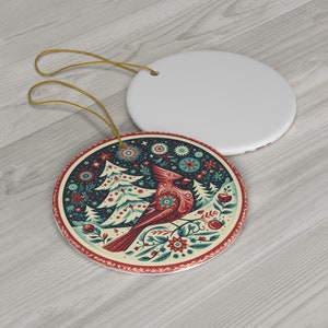 Scandinavian Cardinal Christmas Ornament: Swedish Folk Art Ceramic - Etsy