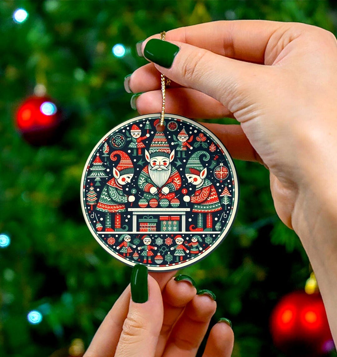 Folk Art Santa and Elves Christmas Ornament: Swedish Nordic Design - Etsy