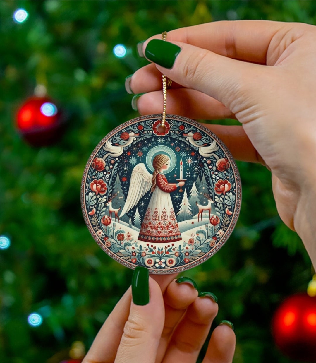 Scandinavian Folk Art Angel Christmas Ornament Swedish Folk Art ...