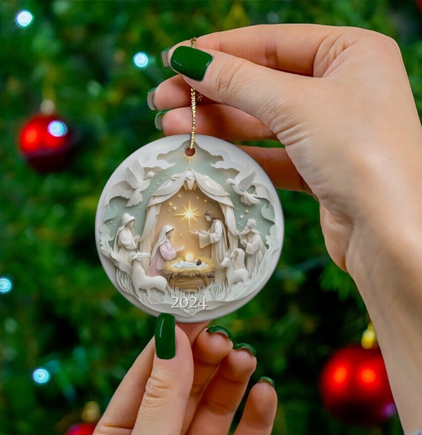 Pastel Nativity Ornament: Holy Family Keepsake, Christmas Decoration - Etsy