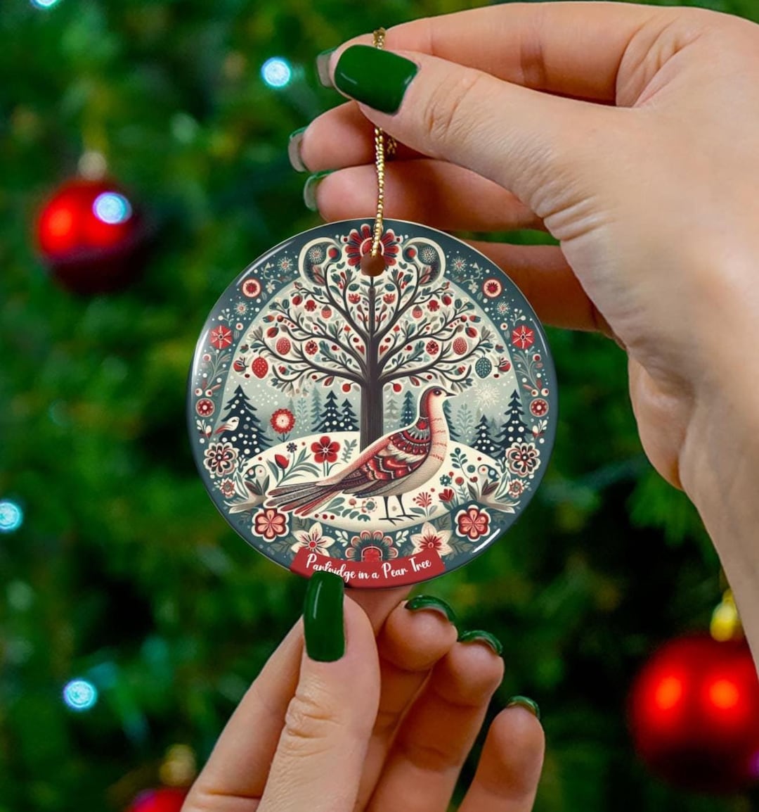 Scandinavian Partridge Pear Tree Ornament, 12 Days of Christmas ...