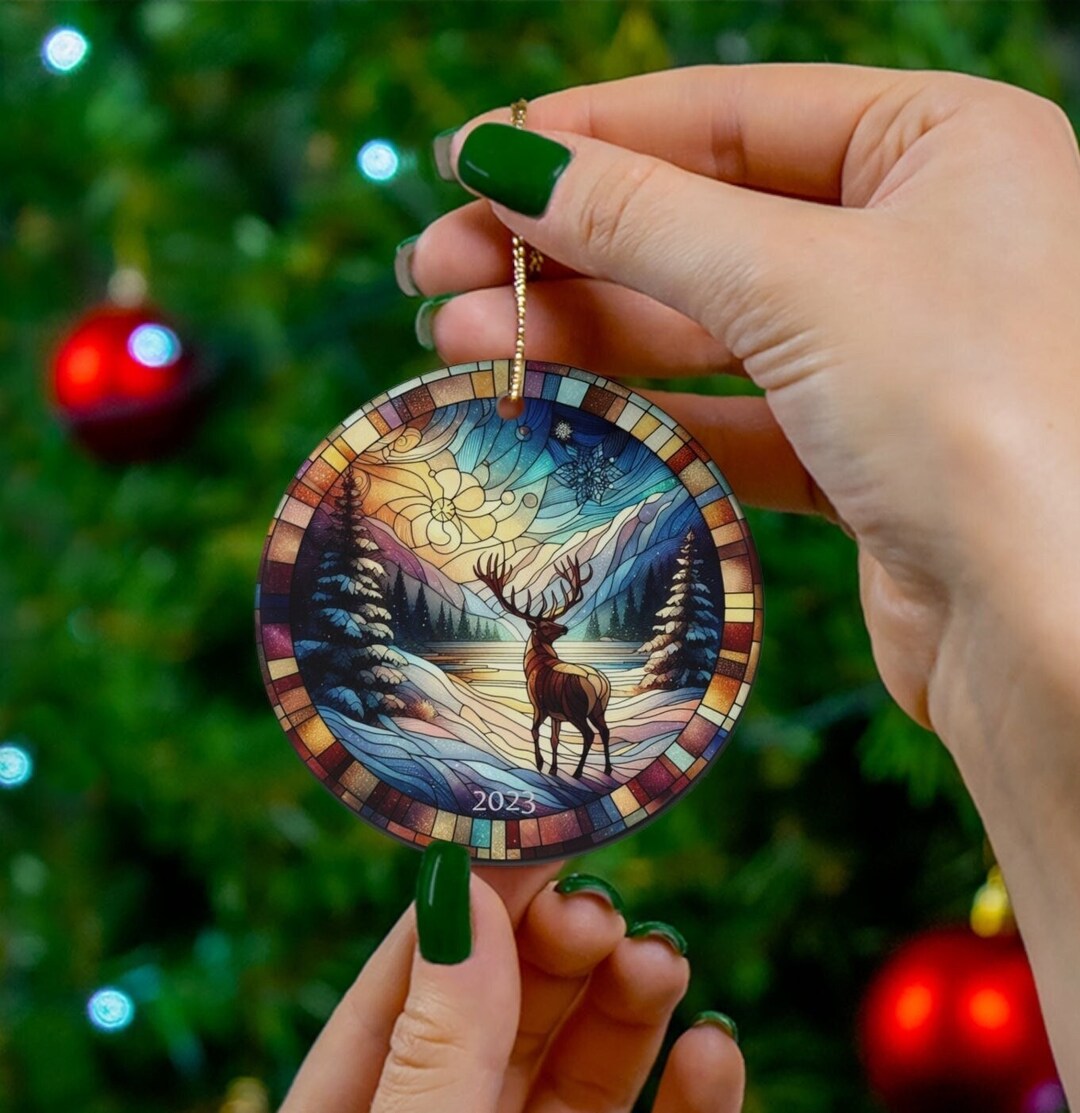 Dated Stag Tree Ornament, Personalized Name Gift, Kid Family Gift ...