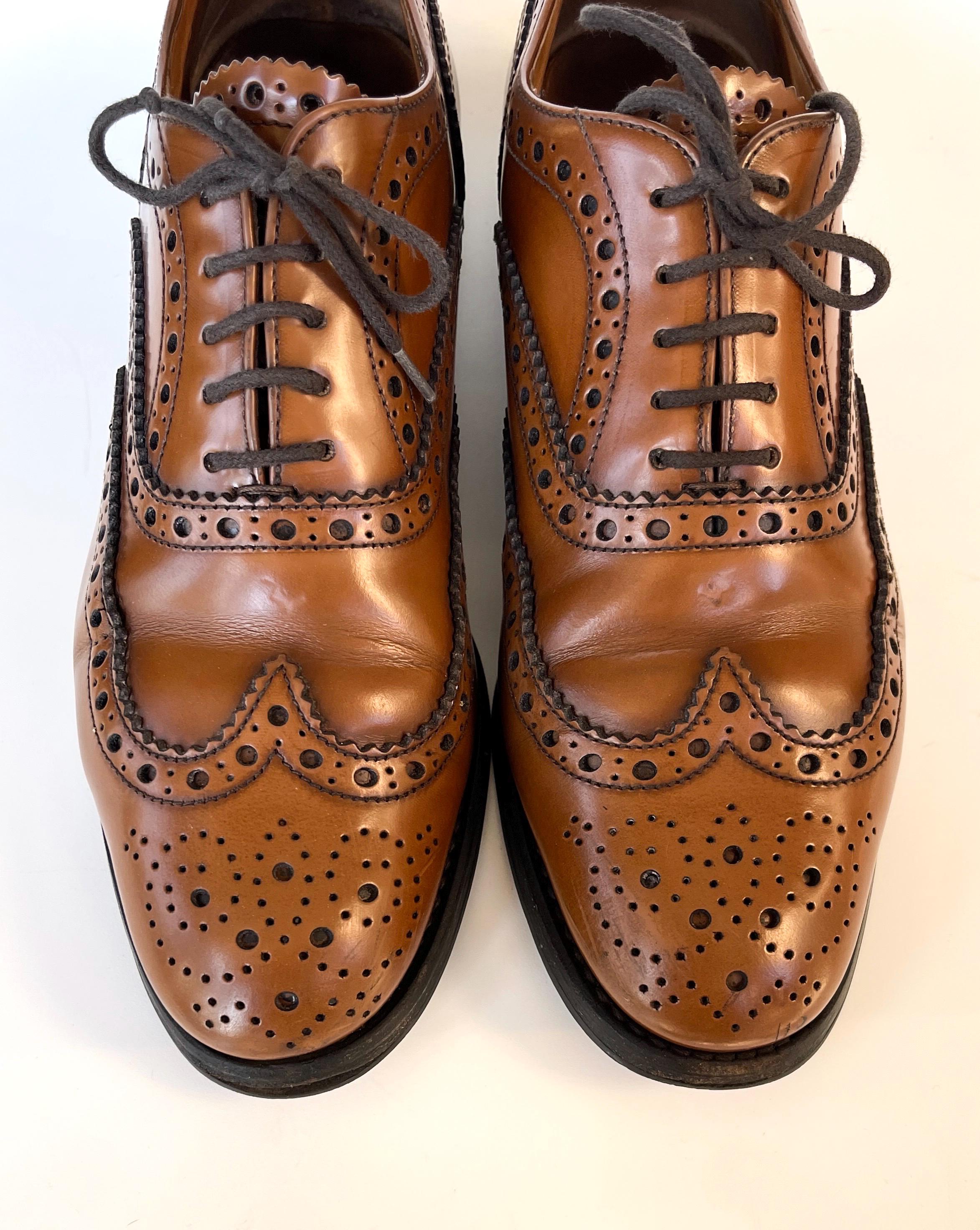 Vintage Church's Shoes Lace up Oxford Shoes Brown Leather Shoes Churchs ...