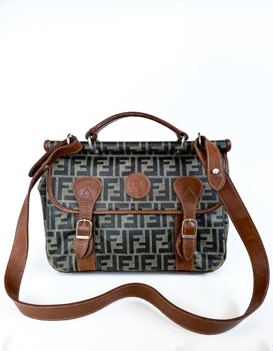 Vintage FENDI Bag FF Zucca Monogram Bag Fendi Satchel Bag Fendi Tote ...