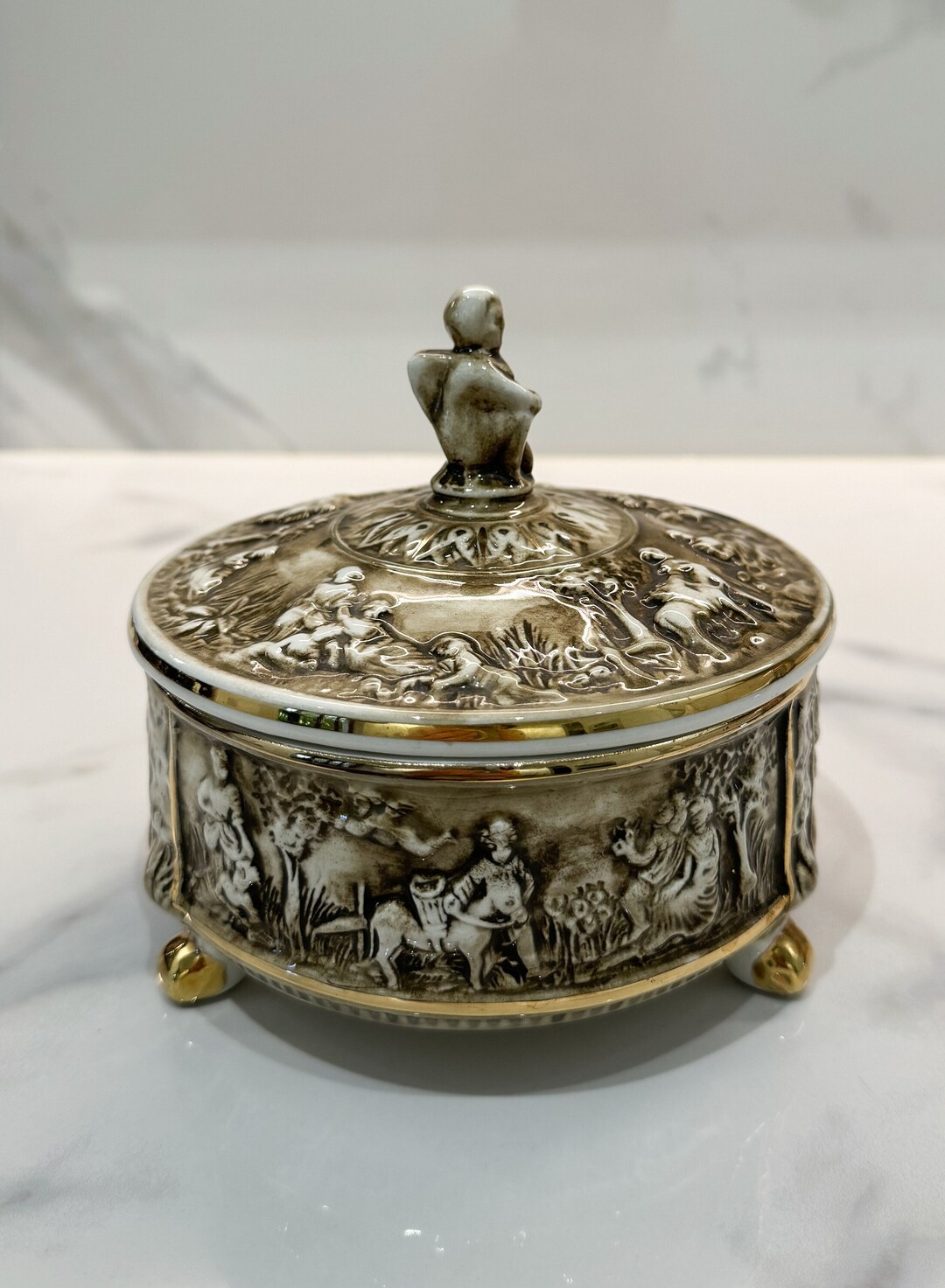 Mid-century Capodimonte Porcelain Bowl Capodimonte Jewelry Box ...