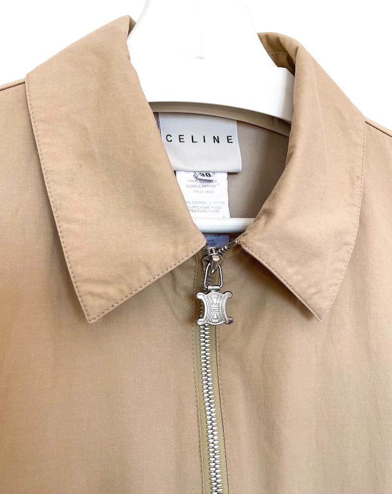 Vintage Celine Triomphe Jacket Beige Cotton Trench Cropped Bomber Size ...