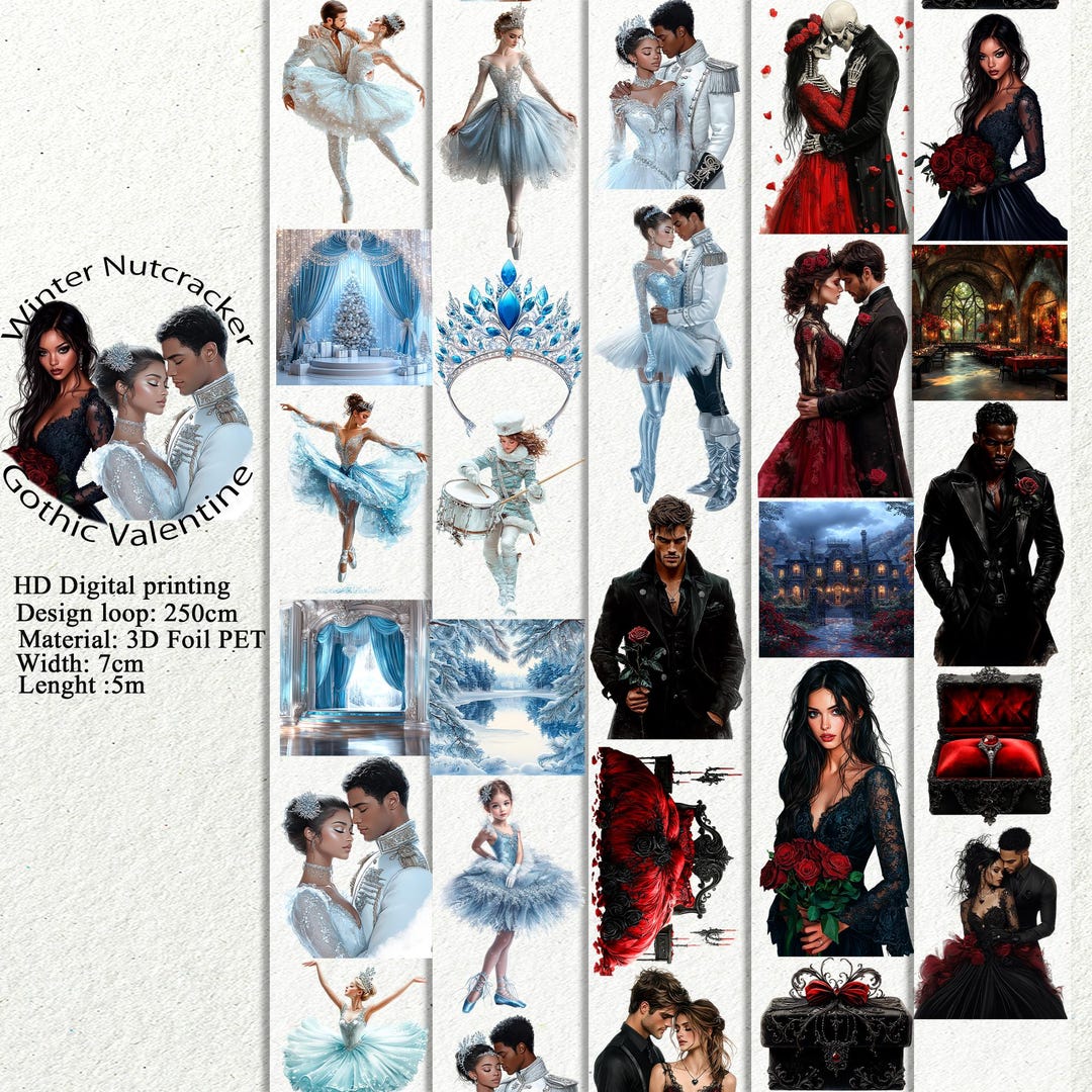 Winter Nutcracker and Gothic Valentine 3D PET Foil Vintage Girl ...