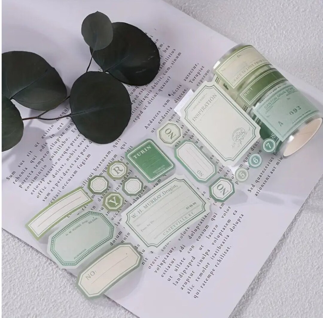 Vintage Basic Label Notes Collage Washi Tape DIY Diary Junk Journal ...