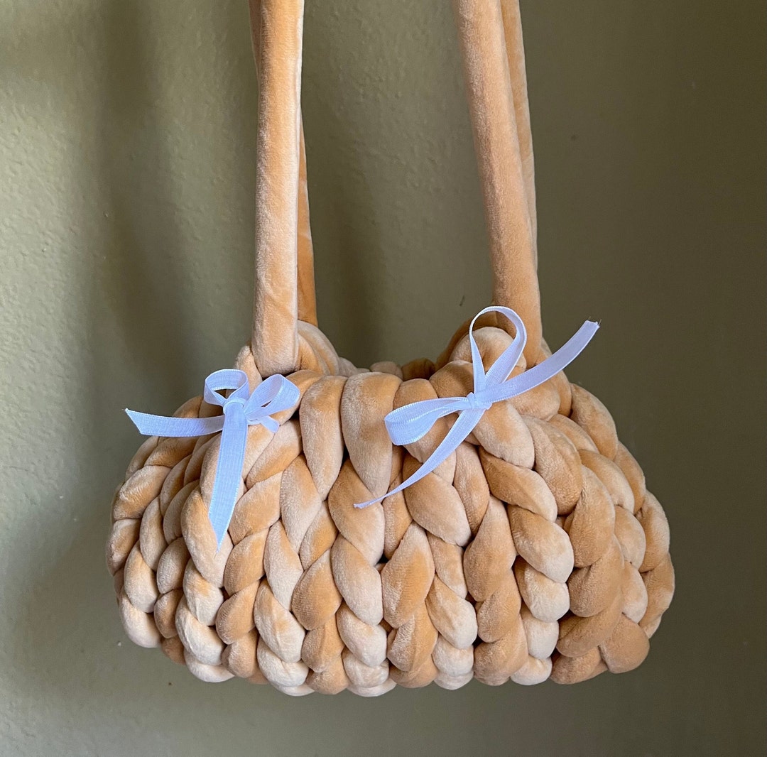 Velvet Chunky Purse, Autumn Aesthetic Crochet Purse, Cottage Core Tote ...