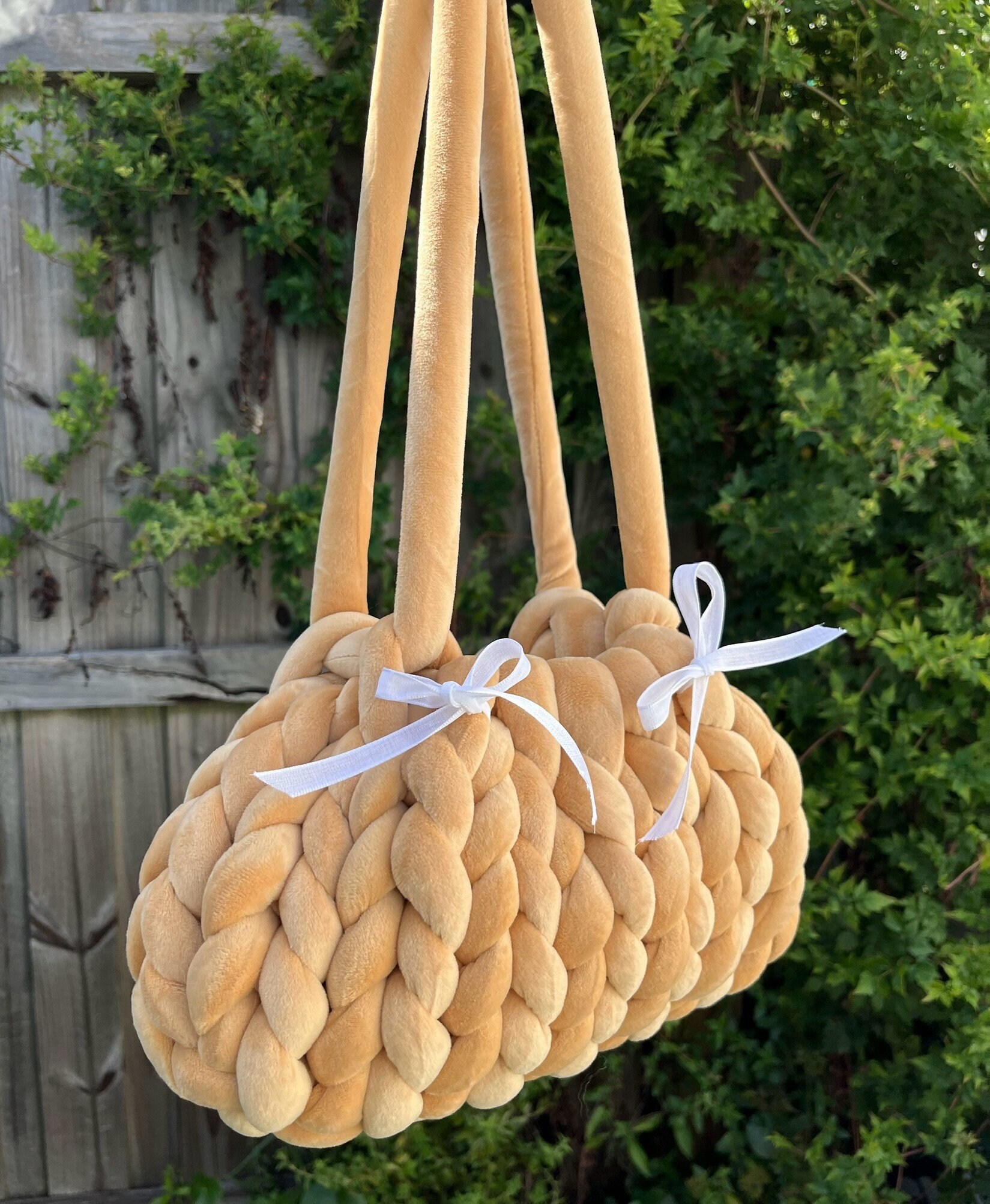 Velvet Chunky Purse, Autumn Aesthetic Crochet Purse, Cottage Core Tote ...