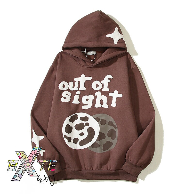 Y2K Puff Print Hoodie Out of Sight, Urban Harajuku Broken Planet ...