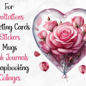 Watercolor Valentine's Day Clipart, 31 PNG Valentine's Day Pink & Red ...