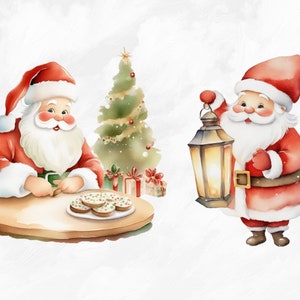 Watercolor Santa Claus Clipart, 10 PNG Christmas Santa Claus Clip Art ...