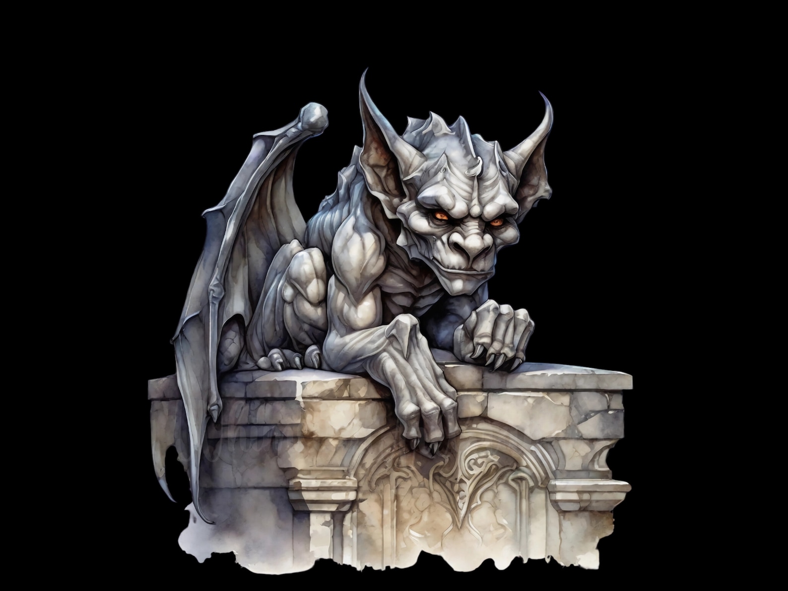 Watercolor Gargoyle Clipart 9 Png Gargoyle Clipart Gothic Etsy 3877
