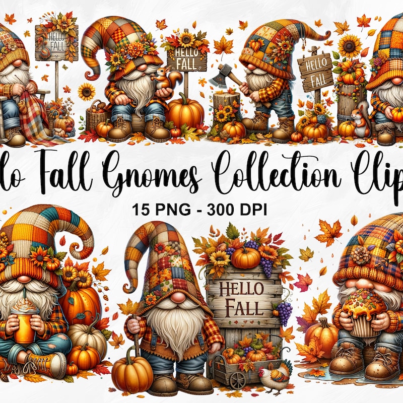 Fall Gnomes Clipart - Etsy