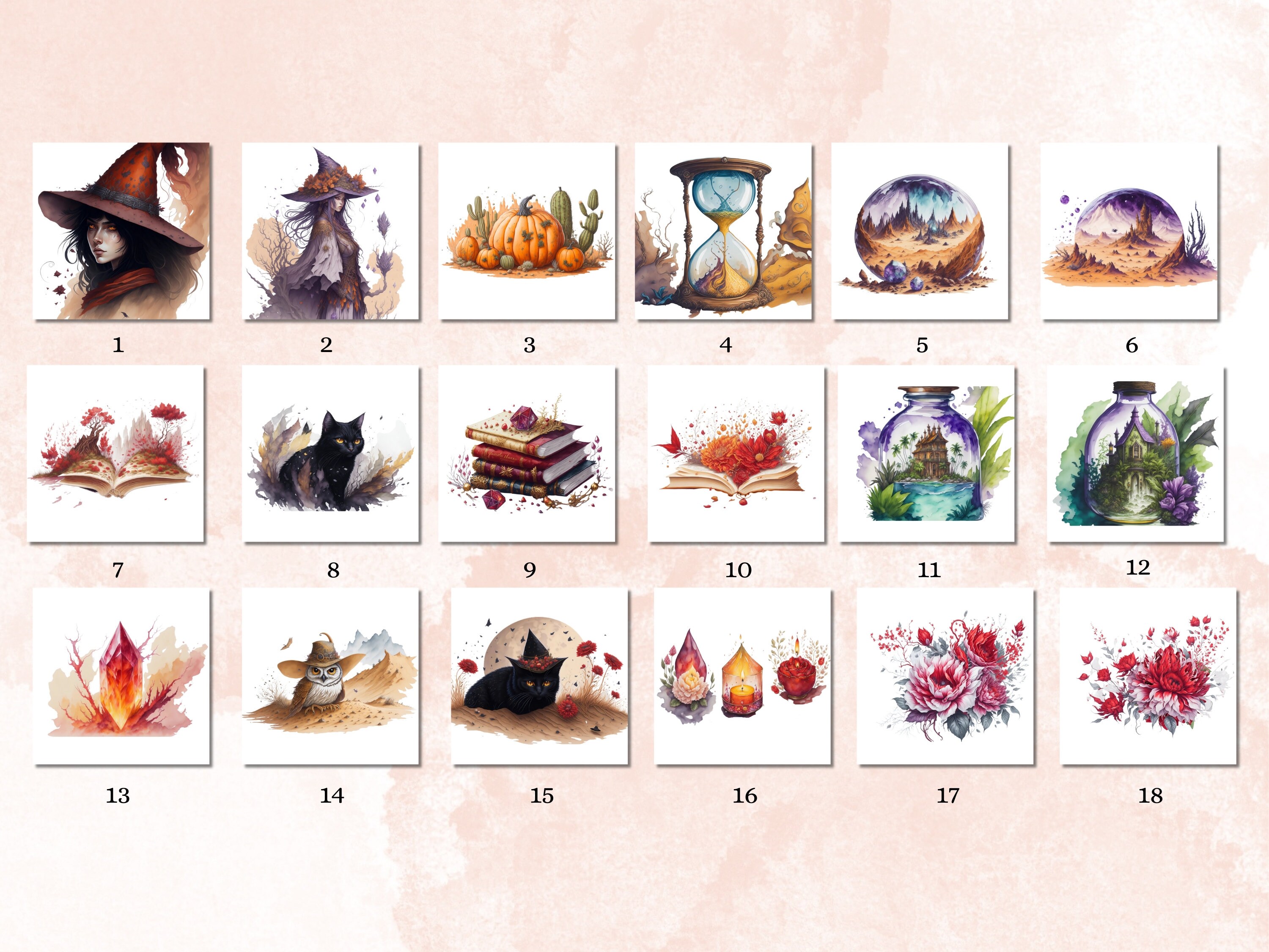 Watercolor Desert Witch Clipart Watercolor Witch Clipart - Etsy