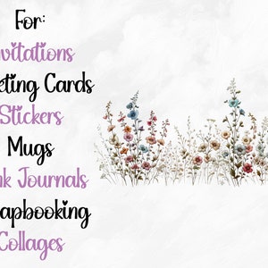 Watercolor Flower Border Collection Clipart, 17 PNG Floral Clipart ...