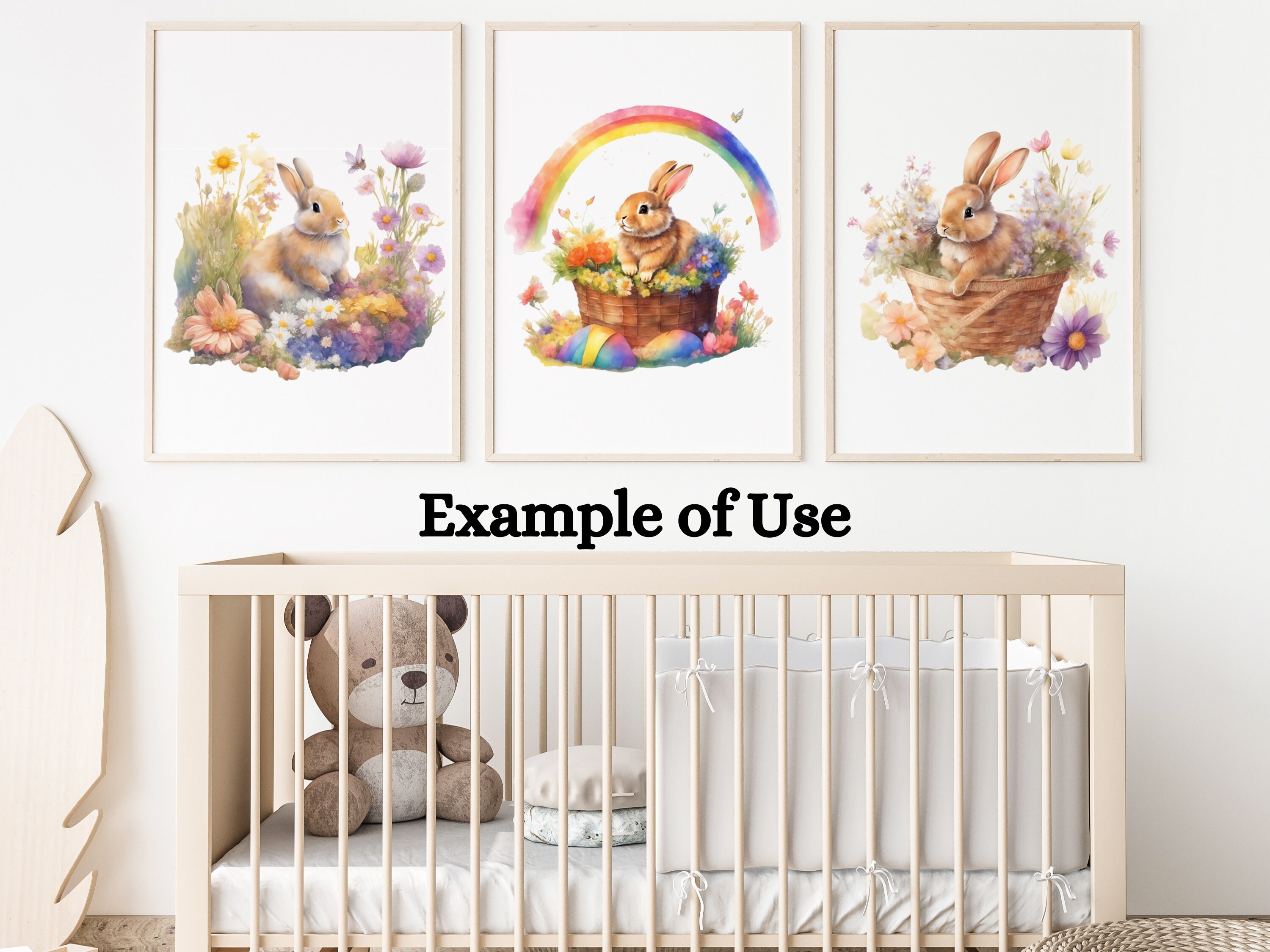 Watercolor Floral Bunnies Clipart 4 PNG Bunnies With Flowers - Etsy