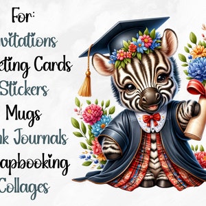 Watercolor Cute Graduation Animals Clipart, 20 PNG Teddy Bear Clipart ...