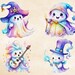 Watercolor Halloween Cute Ghost Collection Clipart, 18 PNG Halloween ...
