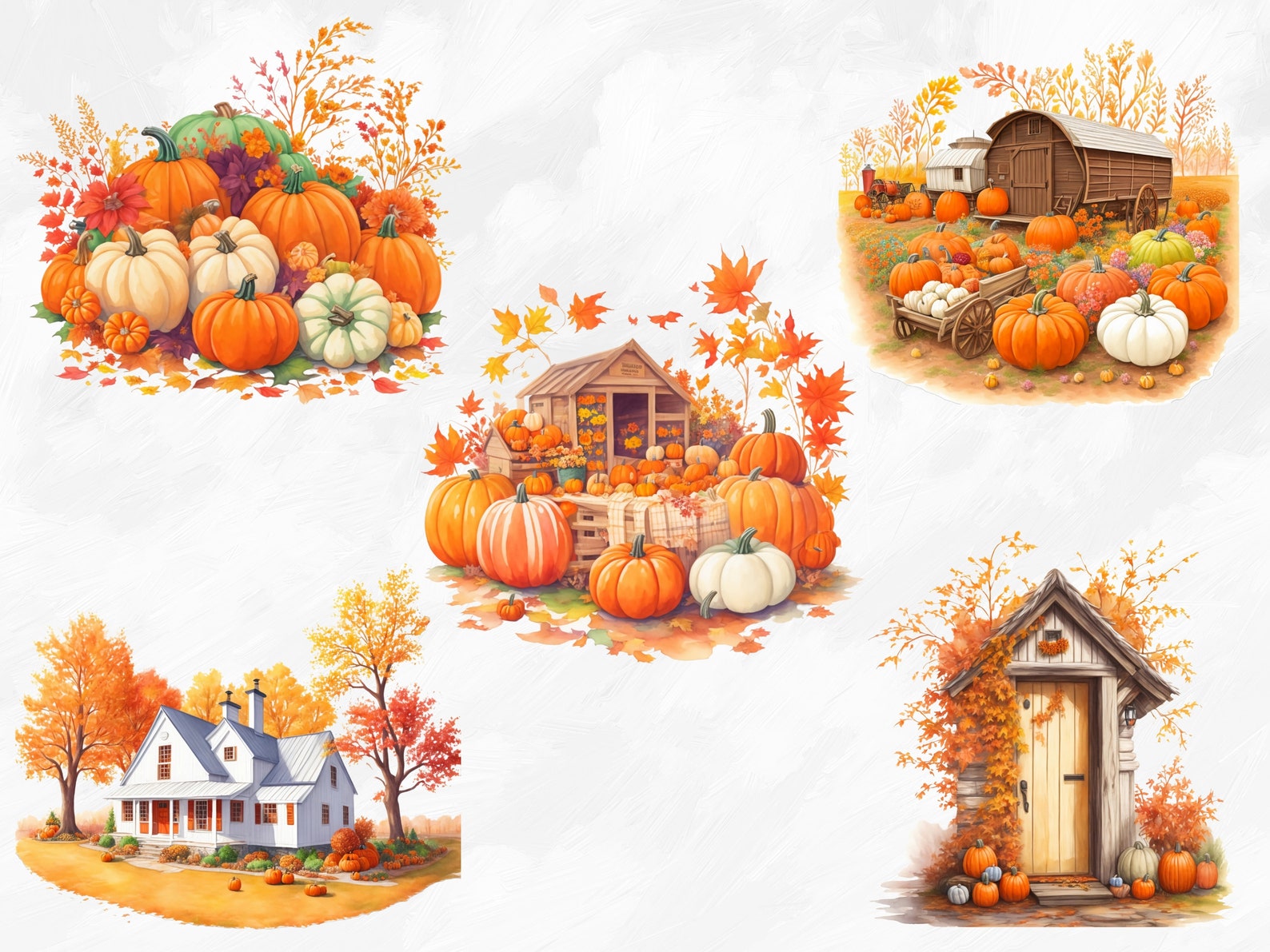 Watercolor Autumn Scenes Clipart 18 PNG Autumn Scenes Clipart - Etsy